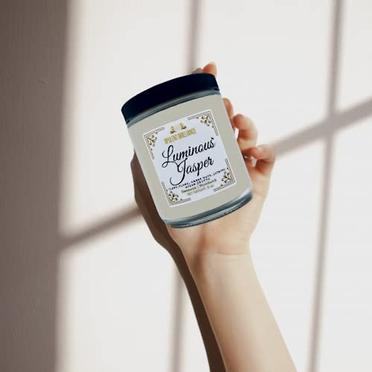 Woodwick Candle, Luminous Jasper, Beeswax Candle, Jasmine, Amber Musk, Organic Candle, Aromatherapy, Scented Candle, Opulent Brilliance 8 oz