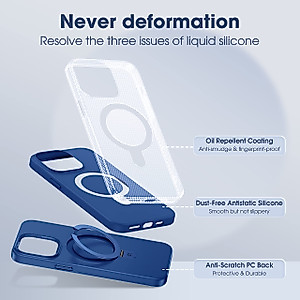 CASEKOO for iPhone 14 Pro Max Case with Invisible Stand [Compatible with MagSafe] [Dust-Free Antistatic Silicone] Protective Non-Slip Phone Cover Cases for Women Men 6.7 inch, Blue