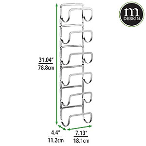 mDesign Wall Mount Towel Storage Rack for Bathroom - 6-Tier Hanging Organizer - Mounted Shelf for Multiple Bath Towels or Rolled Robes - Wine Bottle Holder - Steel Metal - Carson Collection - Chrome