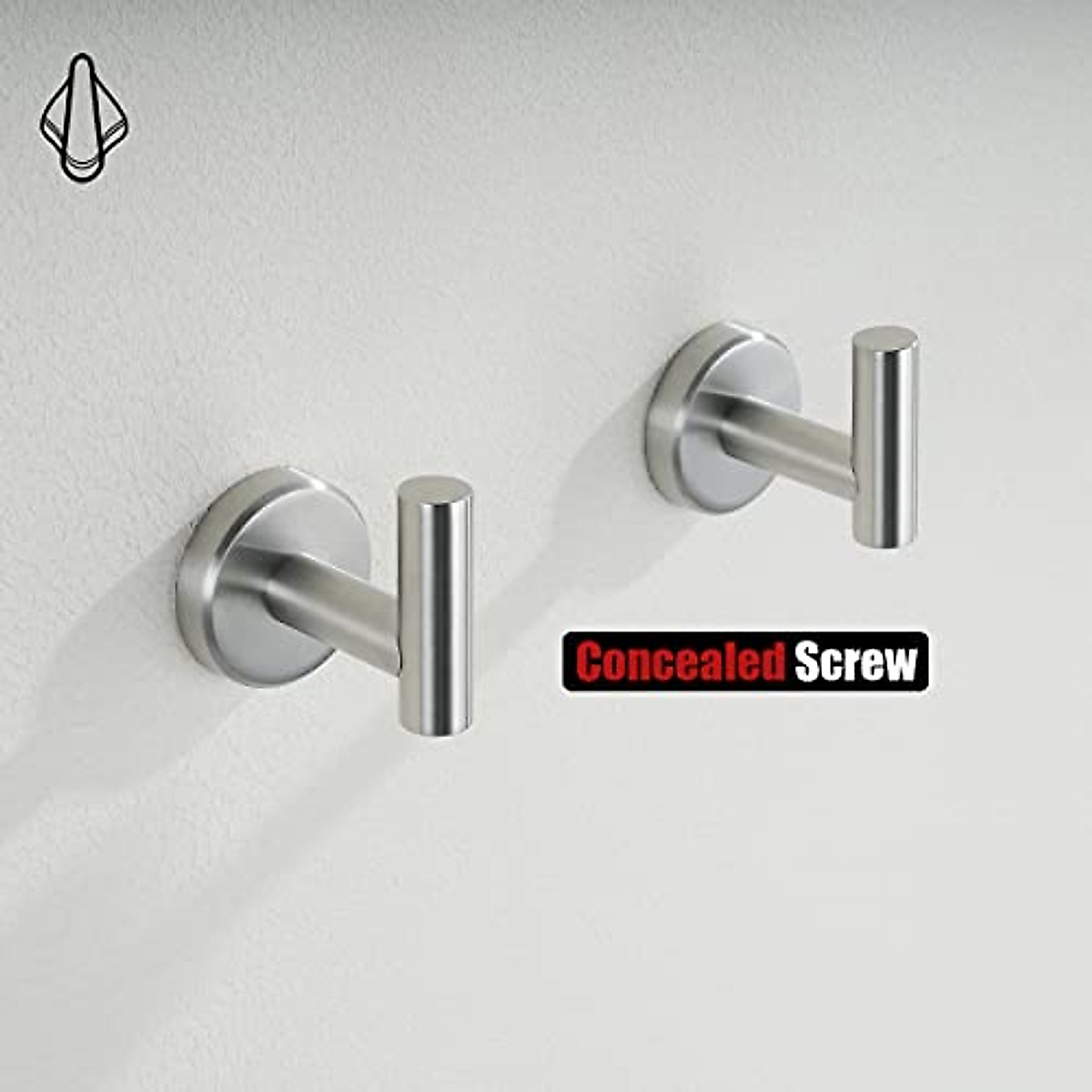 JQK Bathroom Towel Hook Brushed, Coat Robe Clothes Bath Wall Hooks for Kitchen Garage SUS 304 Stainless Steel Thick 0.8mm, 2 Pack Brushed Steel, TH100-BN-P2