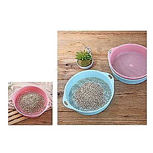 Yardwe Garden Sieve，4PCS Plastic Mesh Soil Sieve Mesh Screen with Handle, Sifting Pan for Home Plant Gardening Round Shaped(Blue)
