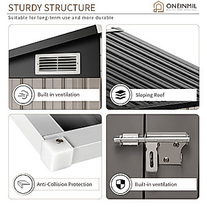 oneinmil Storage Shed 3.0'x4.9' Outdoor Garden Storage Shed, Galvanized Steel Metal Garden Shed with Air Vent Utility Tool Storage House for Garden, Backyard, Patio, Lawn