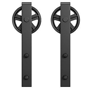 SMARTSTANDARD Sliding Barn Door Hardware Hangers 2pcs (Black) (Big Wheel Hangers)