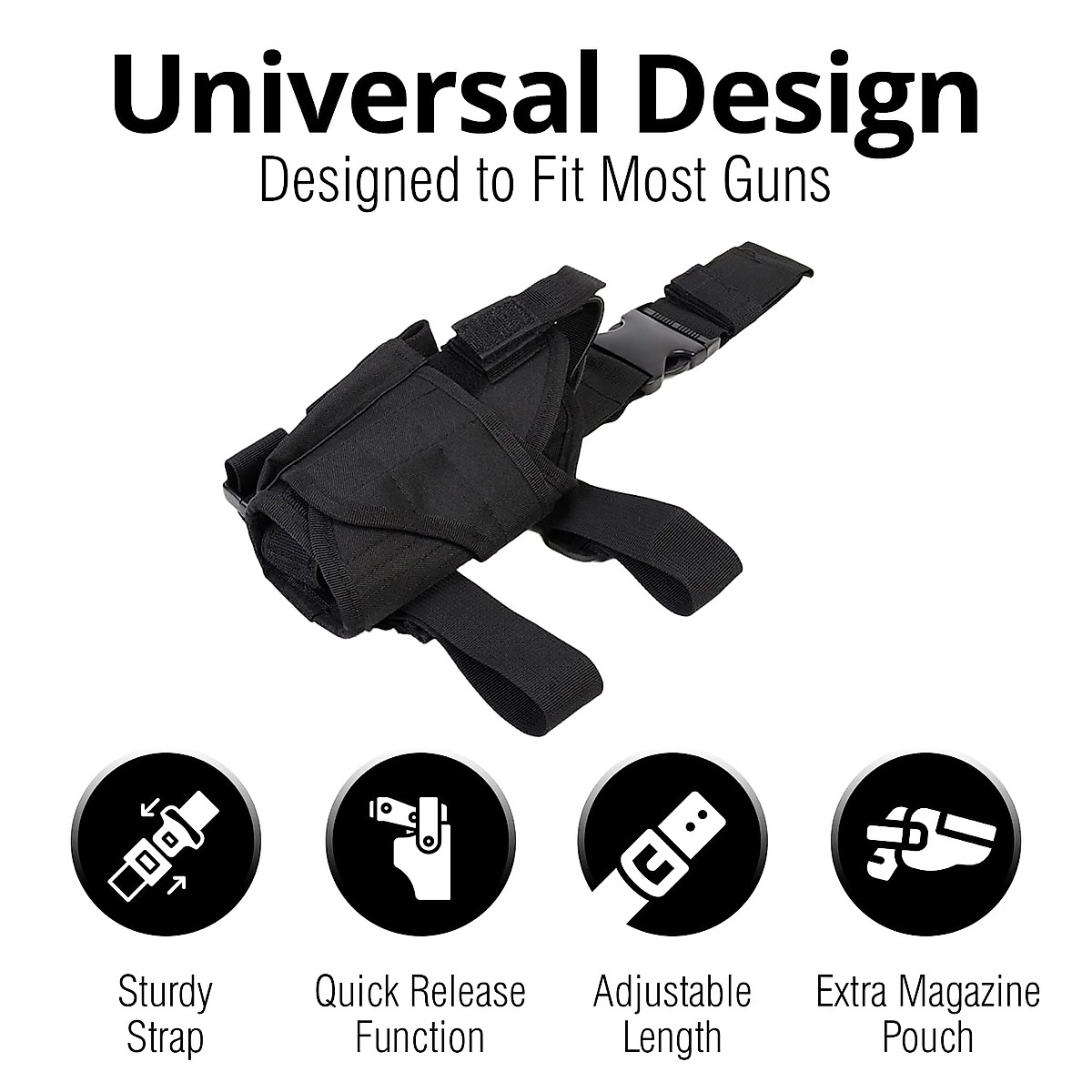 Drop Leg Holster, Thigh Holster, Tactical Holster, Leg Holster for Pistols, Universal Airsoft Right/Left, IWB/OWB 9mm Holster for Concealed Carry with Magazine Pouch - Black, Right Handed Drop Holster