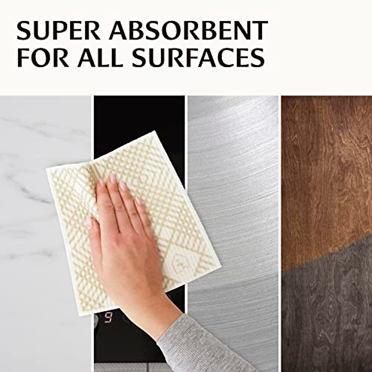 Swedish Dish Cloths, Each Reusable Cellulose Dishcloth Replaces 15 Rolls of Paper Towels and is More Absorbent than a Sponge For Washing Dishes, Kitchen, Set of Six