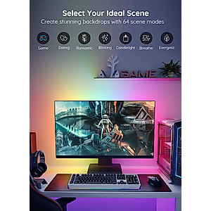 Govee RGBIC TV LED Backlight, LED Lights for TV with APP Control, Music Sync, Scene Modes, 6.56FT RGBIC Color Changing Strip Lights for 30-50 inch TVs, USB Powered
