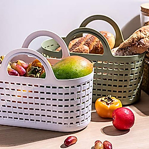 Citylife 2 PCS Plastic Colander Garden Basket Kitchen Fruit Strainer Vegetable Washing Basket Plastic Basket with Handle for Bathroom