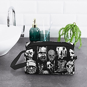 Women's Cosmetic Bags Horror Icons Makeup Pouch Travel Toiletry Storage Bag