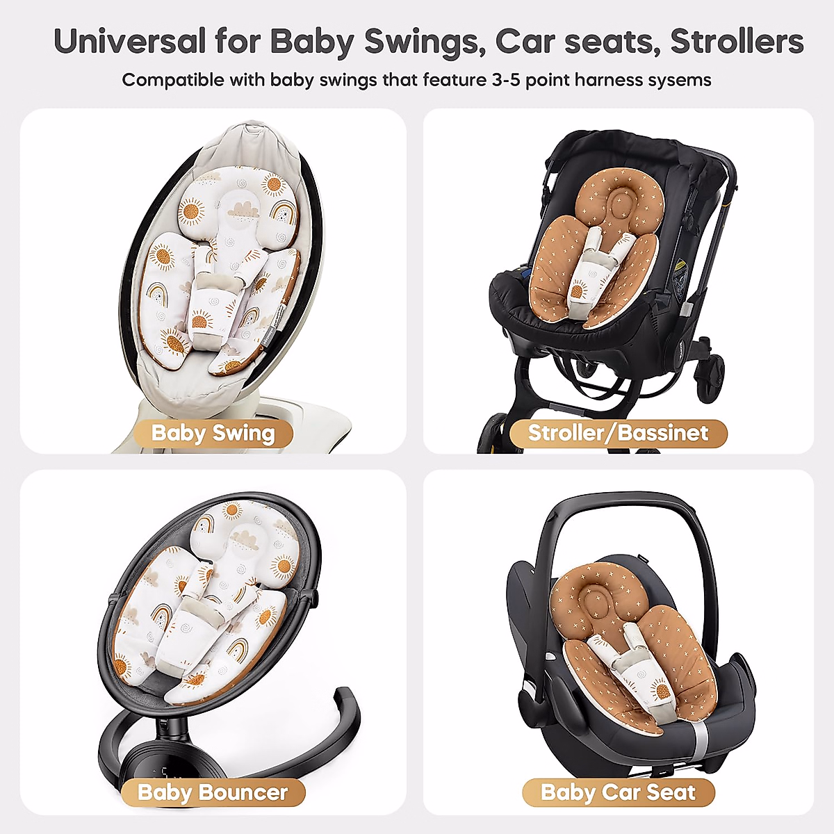 Infant Insert Compatible with 4moms Mamaroo Swing and Graco Swing and Infant Car Seat,Newborn Insert Head & Body Support Cushion,Breathable Soft Fabric, Universal for Baby Swings, Car seats, Strollers