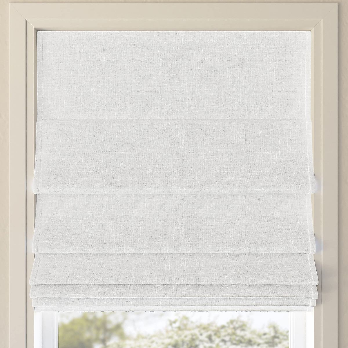 Sun Zero Seraphina Textured Total Blackout Cordless Roman Shade, 33" x 64", White