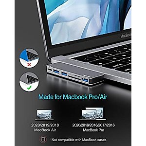 RayCue USB C Adapter for MacBook Pro/MacBook Air M1 M2 M3 2023 2022 2021 13" 15" 16",6 in 1 USB-C Hub MacBook Pro Accessories with 3 USB 3.0 Ports, USB C to SD/TF Card Reader and Thunderbolt 3 PD Port