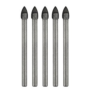 Sydien 5pcs Triangle Head Tile Drill Bit 3/16 Inch(5mm) Tip Diameter 64m Length 5/32" Shank Glass Tile Tip for Drilling Glass, Tile & Ceramic