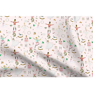 Spoonflower Fabric - Nutcracker Ballet Pink Winter Holiday Christmas Watercolor Swan Fairy Printed on Petal Signature Cotton Fabric by The Yard - Sewing Quilting Apparel Crafts Decor