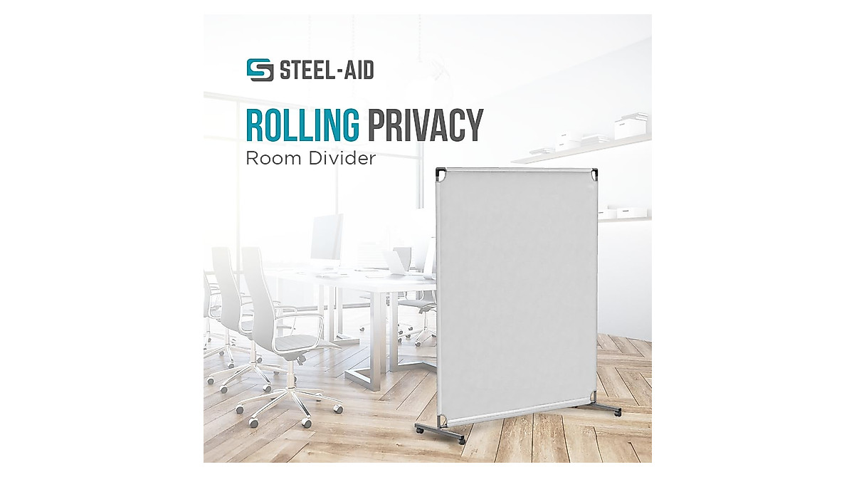 Steel-AID 50-inch Rolling Room Divider for Instant Privacy