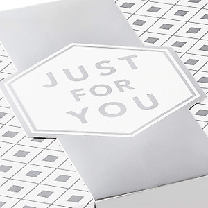 Hallmark 10" Large Gift Boxes with Wrap Bands (2-Pack: Silver and White, "Just For You") for Weddings, Graduations, Christmas, Valentine's Day, Birthdays