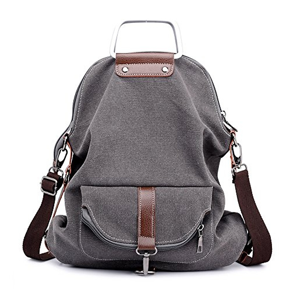 Cute Backpack Purse for Women Small Canvas Backpack for Women School College Bookbag Travel Laptop Bag Shoulder Handbags Rucksack Lightweight Grey