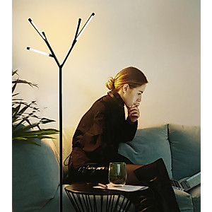 Q&S Led Floor Lamp,Black Modern Industrial Contemporary Corner Floor Lamp Tall Tree Bright Reading Standing Lighting for Bedroom Living Room Office