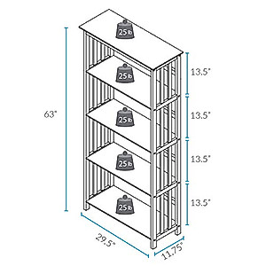 Casual Home Mission Style 5-Shelf Bookcase, Espresso