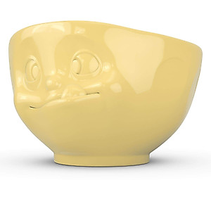 FIFTYEIGHT PRODUCTS TASSEN Porcelain Bowl, Tasty Face Edition, 16 oz. Yellow, (Single Bowl) for Serving Cereal, Soup