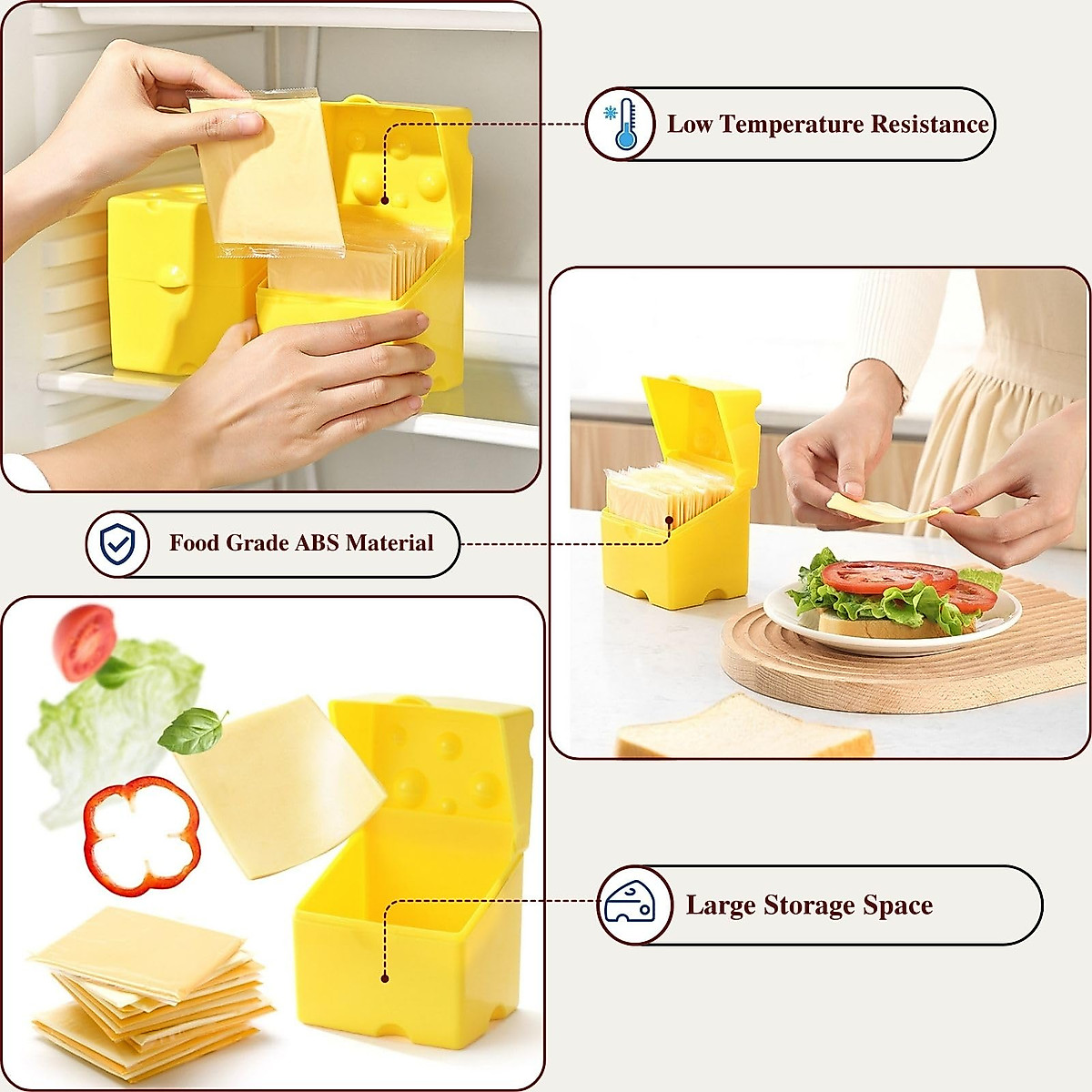 Sliced Cheese Storage Container Cheese Slice Holder Plastic Butter Block Cheese Slice Storage Box with Flip Lid Sliced Cheese Saver Keeper