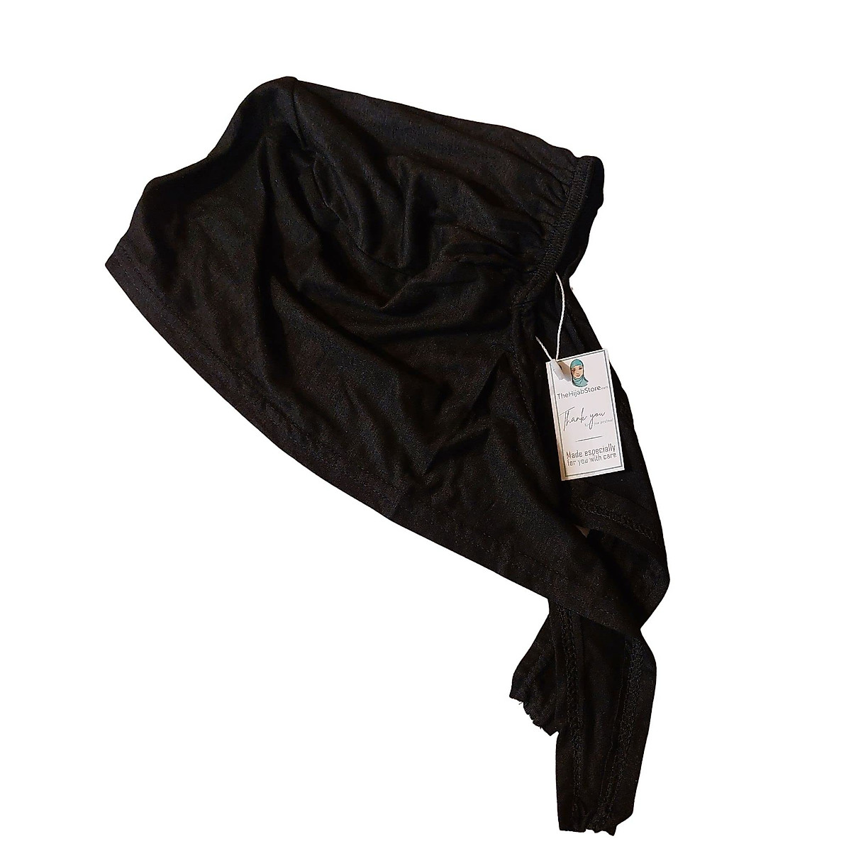 TheHijabStore.com Jersey Bonnet Caps Under Scarf Head Wraps for Women Turban Hat with Tie-Back Closure Black