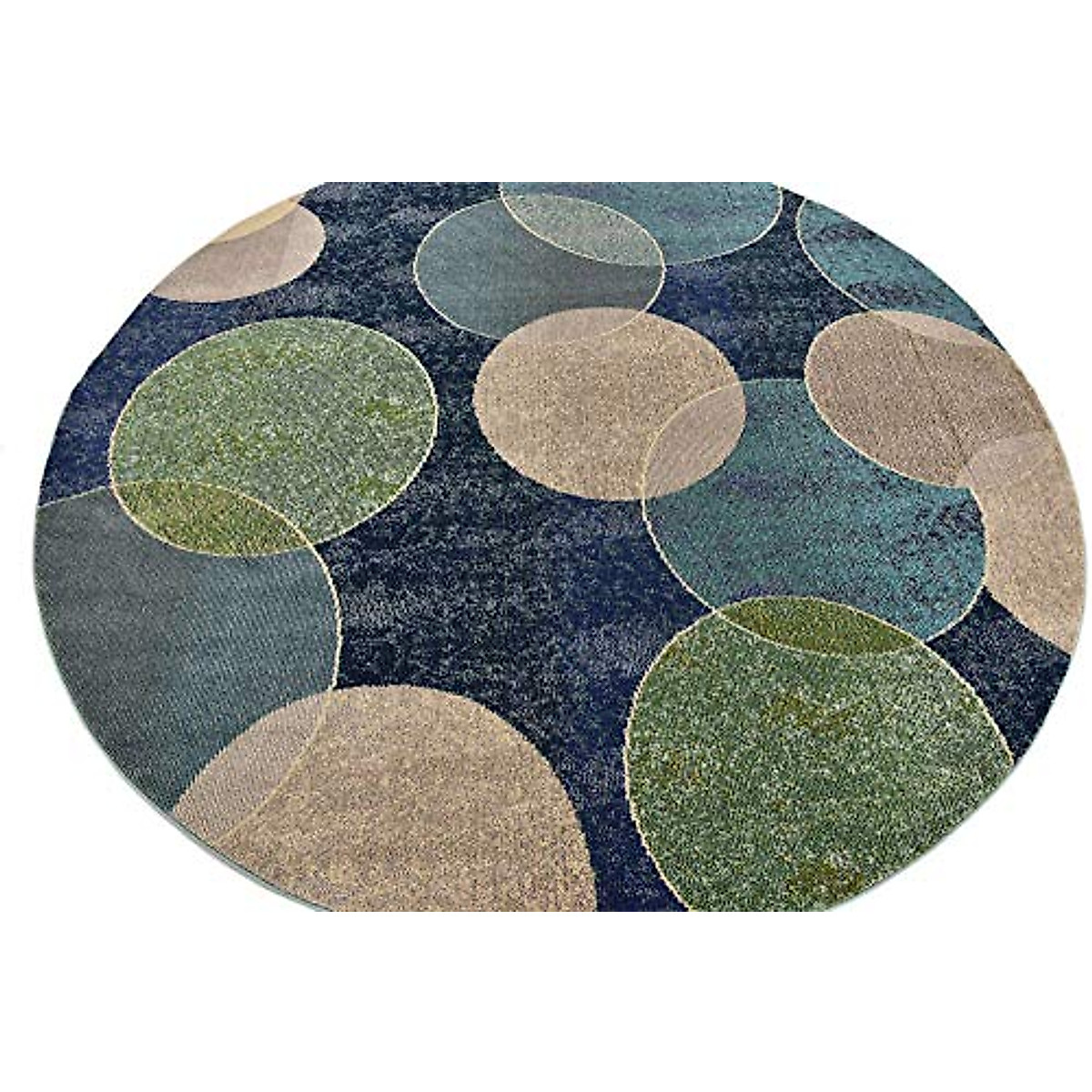 Unique Loom Chromatic Collection Modern Bokeh & Vibrant Abstract Area Rug for Any Home Décor, 8' 0" x 8' 0", Navy Blue/Beige