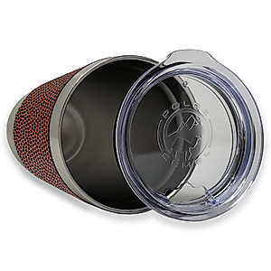 LaserGram 20oz Vacuum Insulated Tumbler Mug, Marlin Fish, Personalized Engraving Included (Faux Leather, Football Style)