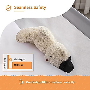 wanan Bed Rail for Toddlers, 3 Pieces Extra Long Baby Bed Rail Guard for Kids, All-Round Sturdy Baby Bed Fence, Infants Safety Bed Guardrail, Fit Queen King Mattress (Gray Without Pattern, Queen)