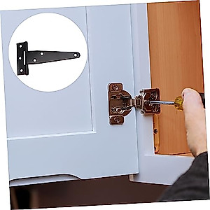 Generic 6pcs 4 Steel Door Hinges T Strap Hinges Black Door Hinges Heavy Duty Shed Hinges Heavy Duty Tee Hinge Square Barn Hinges Garden Shed Hinges T Hinge Shed Flat Spring Iron Hardware