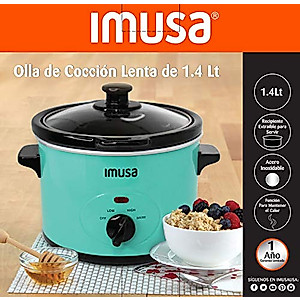 IMUSA USA GAU-80113T 1.5 Quart Teal Slow Cooker with Glass Lid