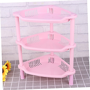 BUGUUYO 3Layer Plastic Small Storage Organizer Basket Corner Shelf Rack for Home Bathroom Kitchen Compact Design for Efficient Space Saving