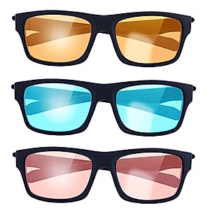 azuza 3 Pack 99.99% Professional Gaming Blue Light Blocking Glasses Ultimate Protection | Anti Glare Anti-Fatigue (3 Pack # Alfa)