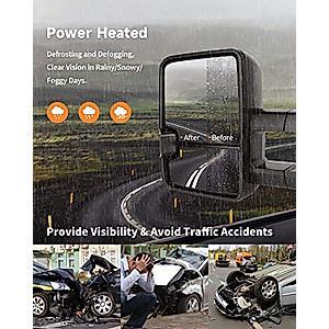 YISHUEE Tow Mirrors Compatible for 2003-2006 for Chevy for GMC Sierra Pickup Yukon XL Yukon Denali Cadillac Escalade All Model Side Mirror with Power Heated Turn Signal Light Black Carbon Fibre 1 Pair