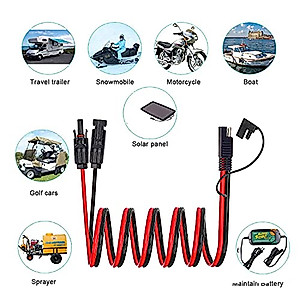 OUOU SAE Connectors Adapter 10AWG Solar to SAE Adapter Cable with 1pcs SAE to SAE Polarity Reverse Connectors -1M/3.3FT (Black+Red)