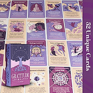 PURPLE CANYON Gratitude Cards for Women and Men | Positive Affirmations Cards for Daily Reflection and Thankfulness | Mindfulness Cards for Self Care | Beautiful 52 Card Deck in Shades of Purple