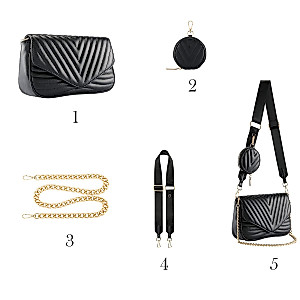 CHIC DIARY Crossbody Bag for Women Multipurpose Clutch Purse Shoulder Handbag with Coin Purse and Chain (Medium, Black)