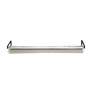 InPlace Shelving, 9602101E, Wall Mounted Real Wood Rustic Bracket Ledge, 60 Inch x 5 Inch x 6.1 Inch, Distressed White