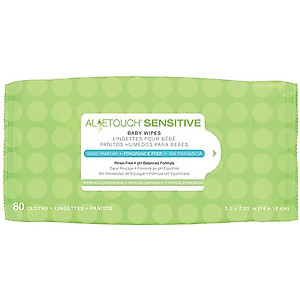 Medline Aloetouch Hypoallergenic Sensitive Unscented Baby Wipes, Soft Pack, 80 Count