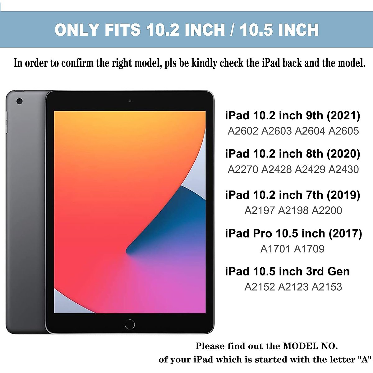 iPad Keyboard Case for Air 3rd Gen 10.5" (2019), iPad Pro 10.5" (2017), iPad 9th/8th/7th 10.2'', Magnetic Detachable Wireless Bluetooth Keyboard, Smart Keyboard Case with Back-lit and Pen Holder,Black