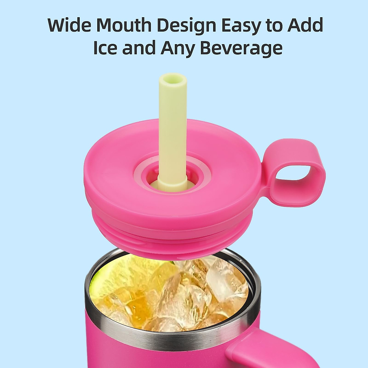 BJPKPK 32oz Stainless Steel Insulated Tumbler with Handle and Straw Travel Coffee Mug Thermal Cups with Lid,Cherry Blossom