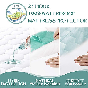 Full Quilted Waterproof Mattress Pad Cover,Soft Mattress Pad Cover, Waterproof Mattress Protector Stretches up to 16” Deep Pocket-Hollow Alternative Filling-Cooling Mattress Topper
