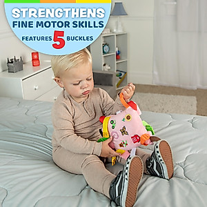 Buckle Toys - Boink Pig - Learning Activity - Develop Fine Motor Skills and Problem Solving - Sensory Toddler Travel Toy