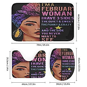 APOJDSN African Black Women Bathroom Shower Curtain Sets with Rugs, Black Girl Shower Accessories and Bathroom Decor,70.9'' Length 4-Piece Set - 1 Shower Curtain & 3 Toilet Mat and Lid Cover (CS-65)