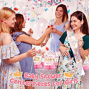 Weecent 9 Pcs Pink Rose Gold Baby Shower Honeycomb Centerpieces Floral Baby Shower Party Table Centerpieces Oh Baby Party Decorations Baby Girl Boy Birthday Party Table Topper Party Supplies