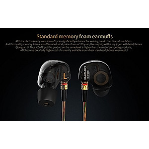 KZ ATE Hi-Fi IEM Sports Headphones with Copper Driver Ear Hook and Foam Eartips Specially for Music Fans, New Mic Edition