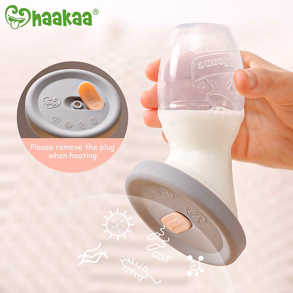 Haakaa 4oz/100ml Manual Breast Pump with Leakproof Silicone Lid and 2 * 2.5oz/75ml Wearable Ladybug Breast Milk Collector Combo New Breastfeeding Gift