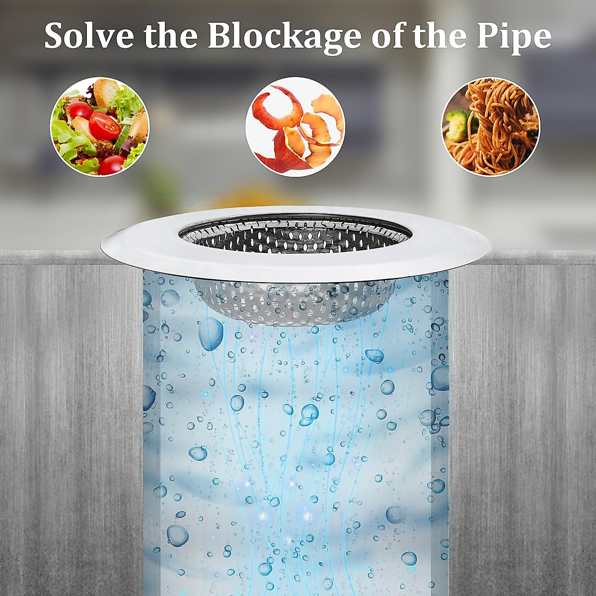 VMVN Kitchen Sink Strainer, Stainless Steel Sink Drain Strainers, 2pcs Drain Cover Stopper,4.5" Diameter for Kitchen Drain Basket,for Shower Bathtub Drain Hair Catcher