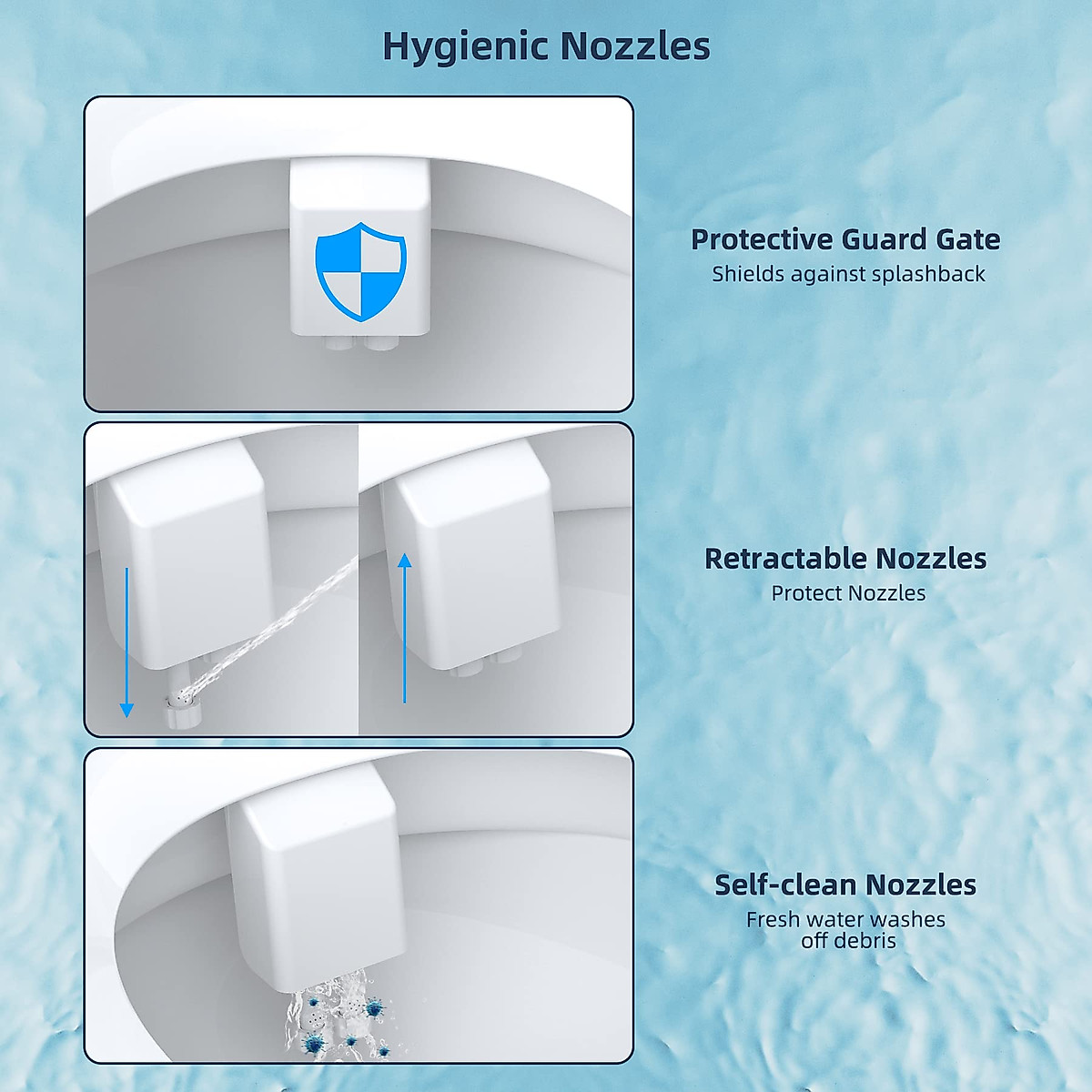 Hibbent Premium One Click Elongated Toilet Seat with Cover(Oval) with Bidet Attachment for Toilet