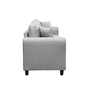 Lepfun 81.5” Loveseat Sofa, Mid Century Modern Linen Fabric 3-Seater Love Seat Couch with Curved Armrest for Living Room, Bedroom, Apartment and Small Space (Light Grey)
