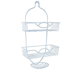 Bath Bliss 4010-WHT Rainbow Style Caddy, Over The Shower Head, Rust Proof, Bathroom, Bath Organizer, 3 Tier, in White